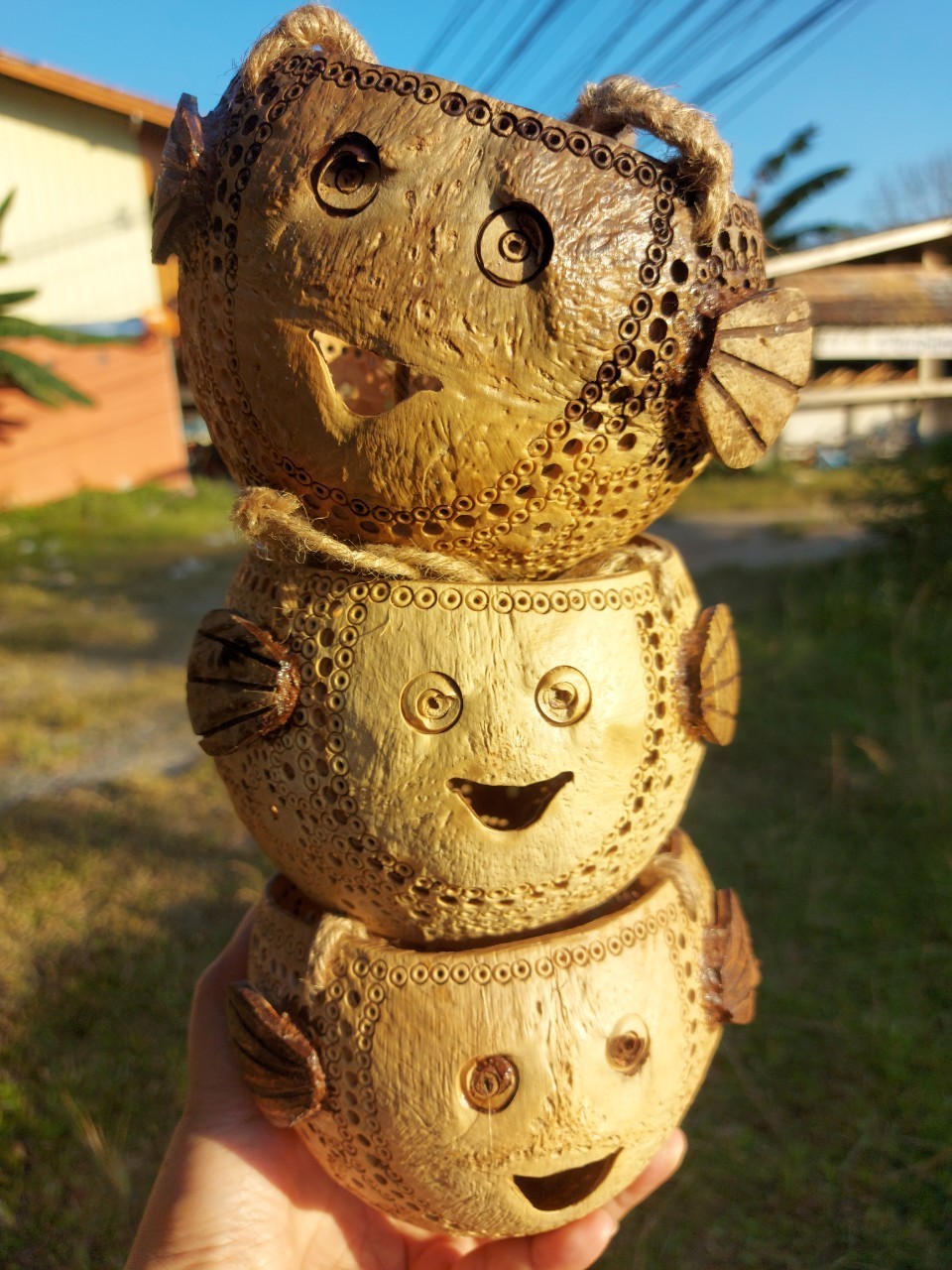 Set Ocean puffer fish shape planter pots, flower pots, hanging pots ...